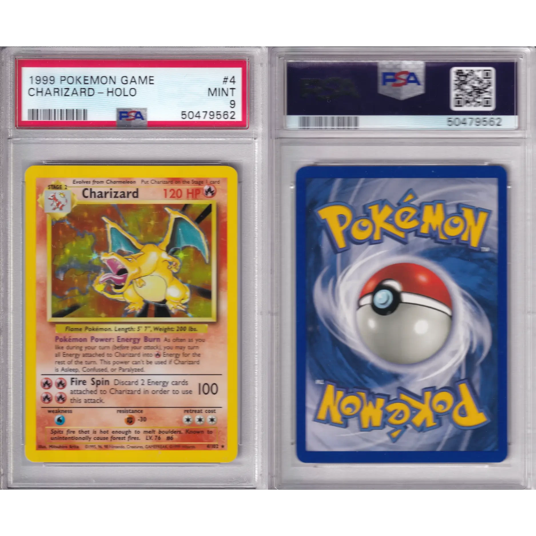 Pokemon Base set (1999 ) Charizard - holo 4-102 PSA 9